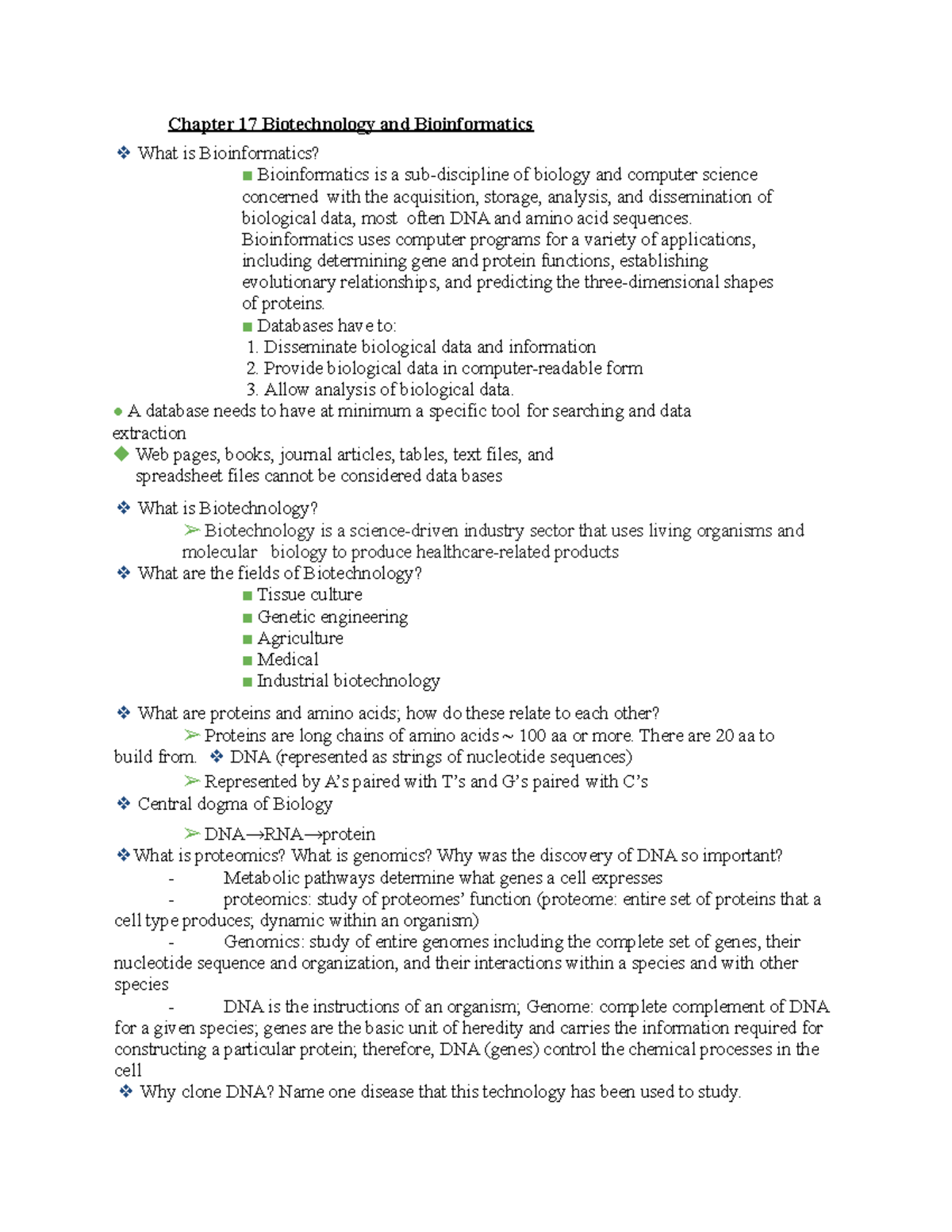 Gen Bio - Bioinformatics - Chapter 17 Biotechnology and Bioinformatics ...