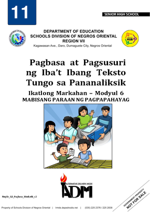 Pagbasa at Pagsusuri (Mods 7) - CO_Q3_PPIITTP SHS Pagbasa at Pagsusuri ...