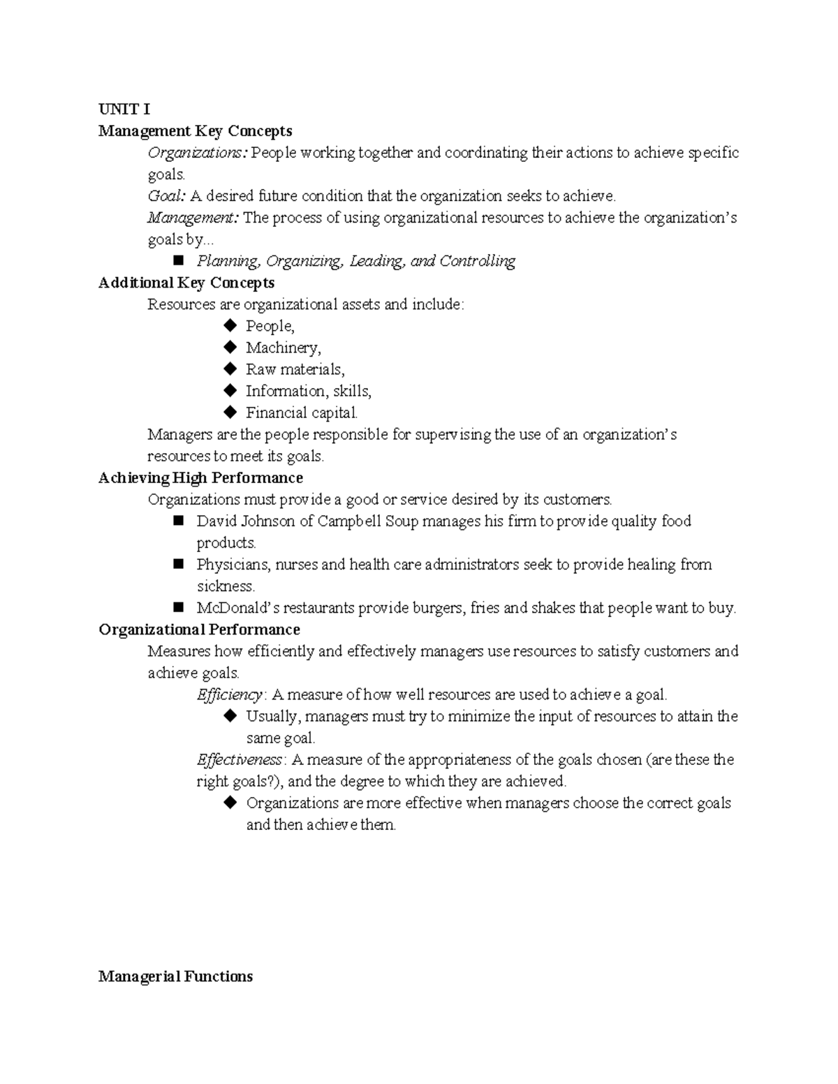 Handouts of PPM - Hand out - UNIT I Management Key Concepts ...