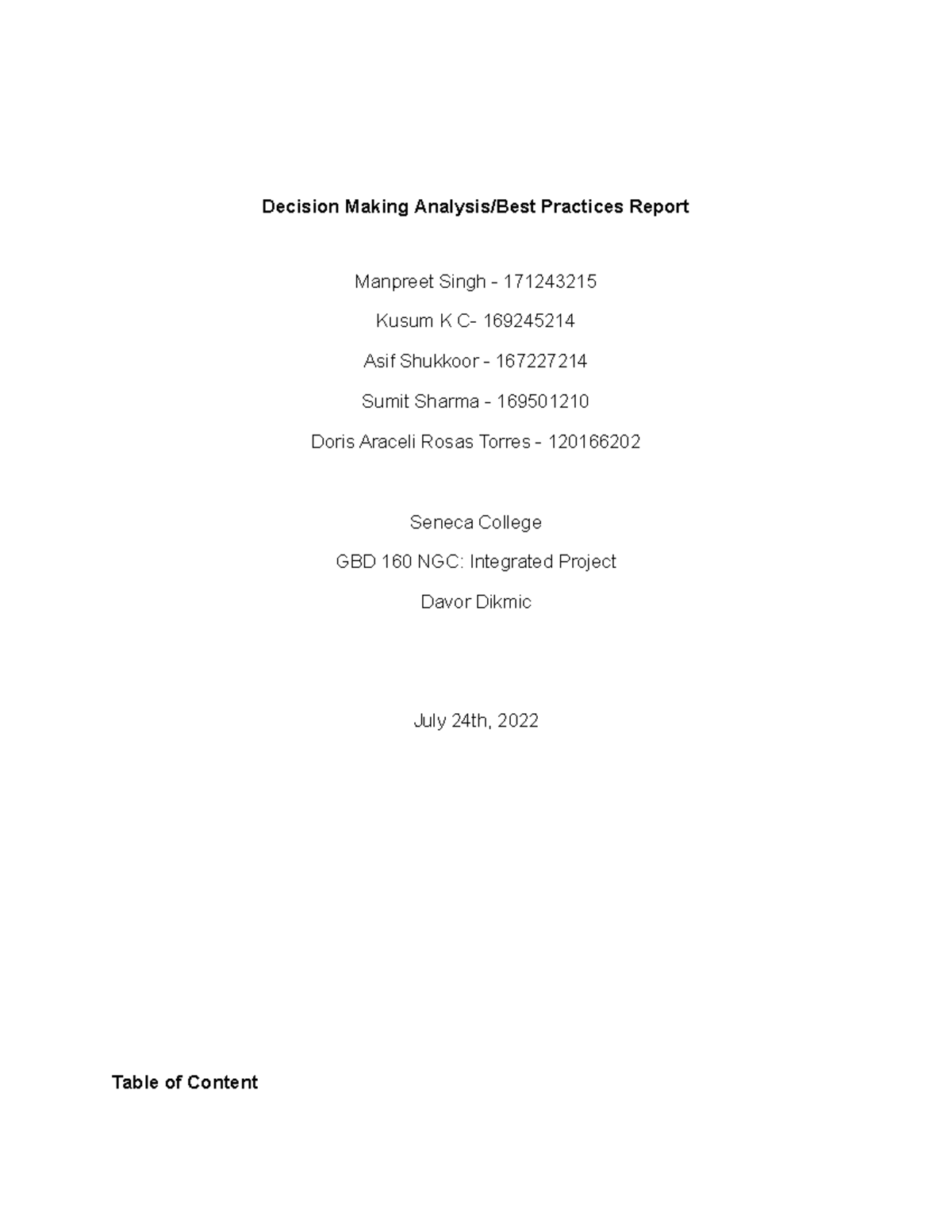 Best Practices Report - Decision Making Analysis/Best Practices Report ...
