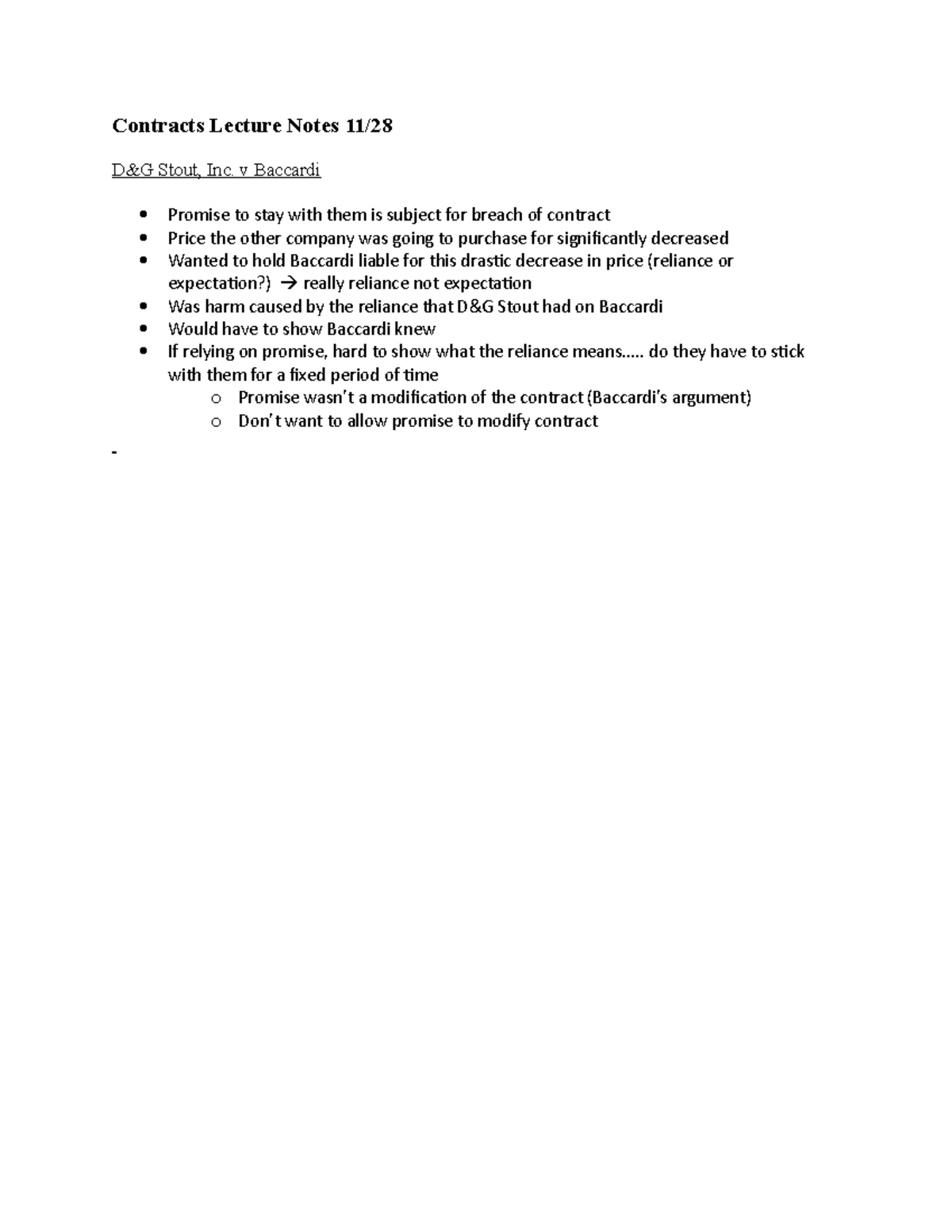 Contracts Lecture Notes 1128 Contracts Lecture Notes 11 Dandg Stout