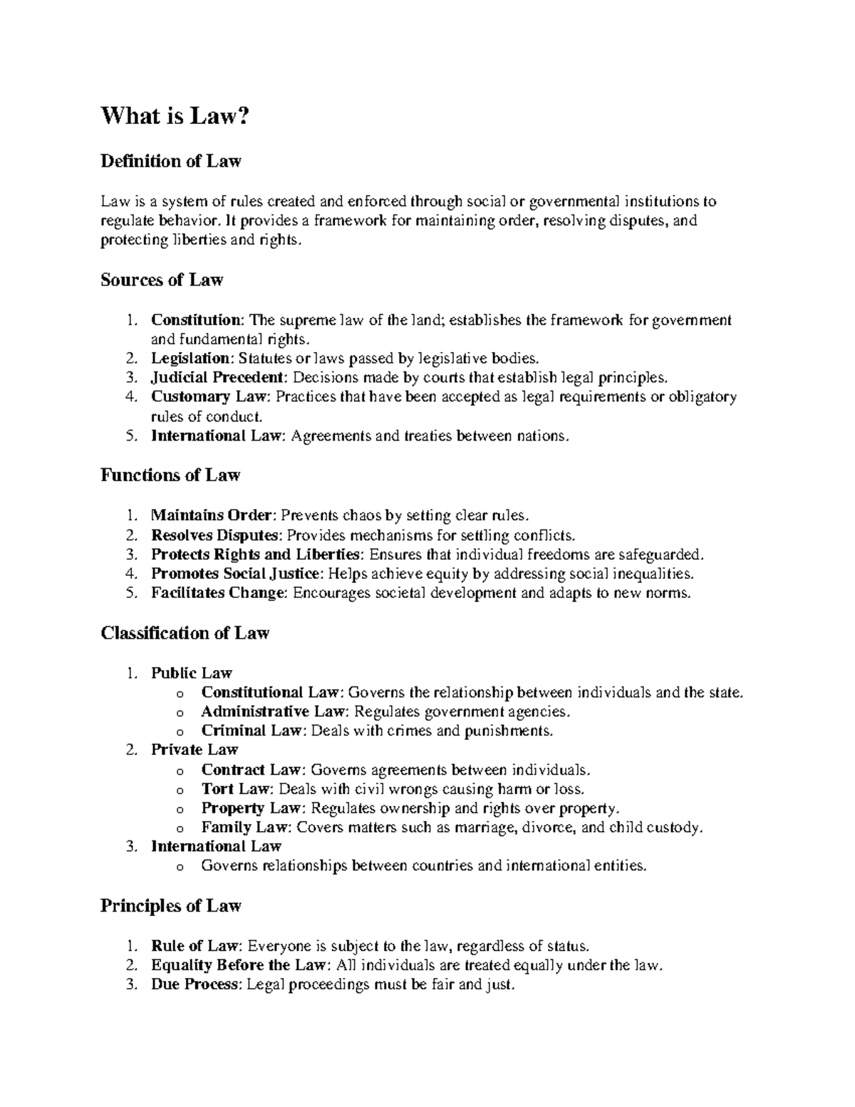 Law - Law is a set of rules and principles established by authorities ...