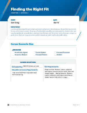 Ch 7 lesson 4 - free work - The Free Money Hunt CHAPTER 7, LESSON 4 NAME DATE DIRECTIONS Take 10 ...