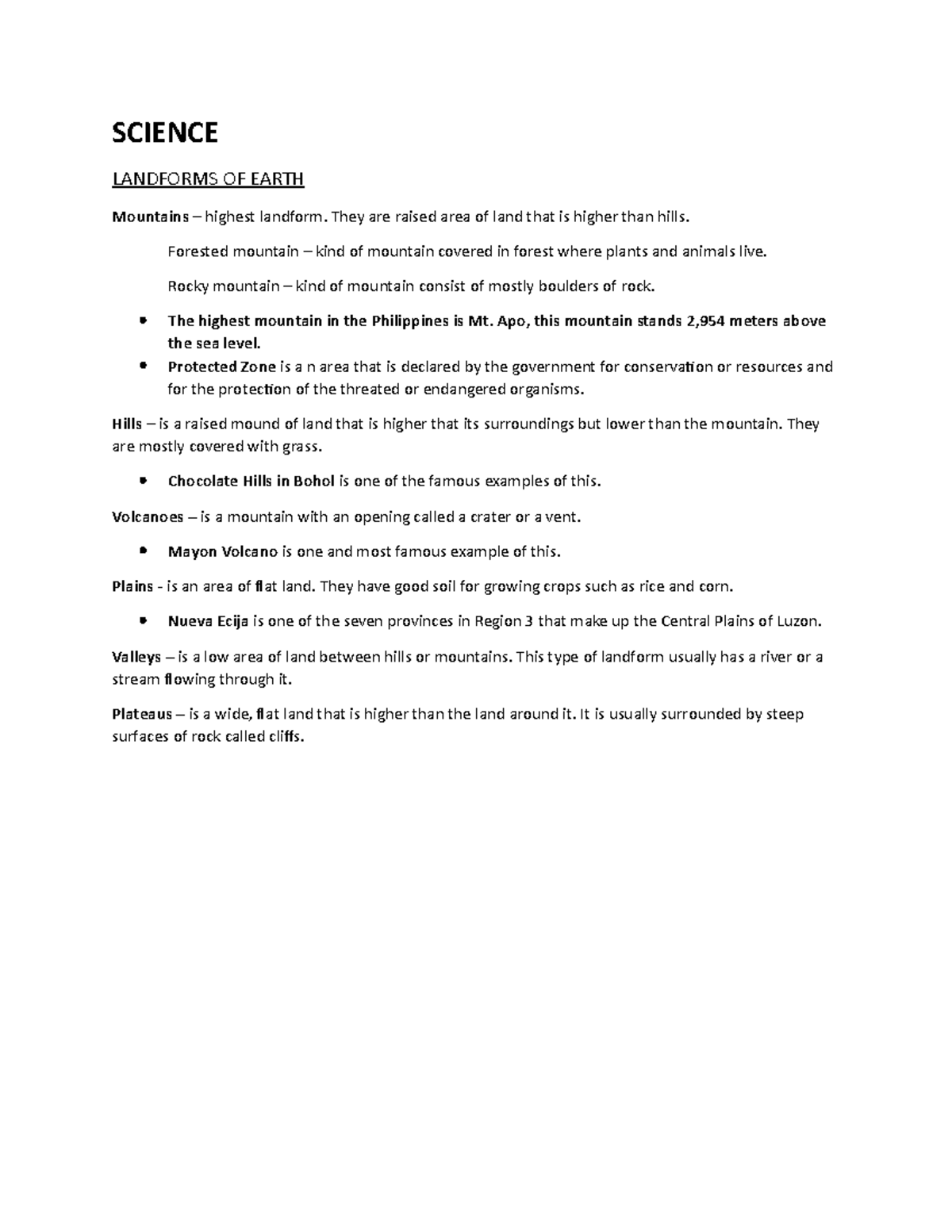 Science(reviewer) - SCIENCE LANDFORMS OF EARTH Mountains – highest ...