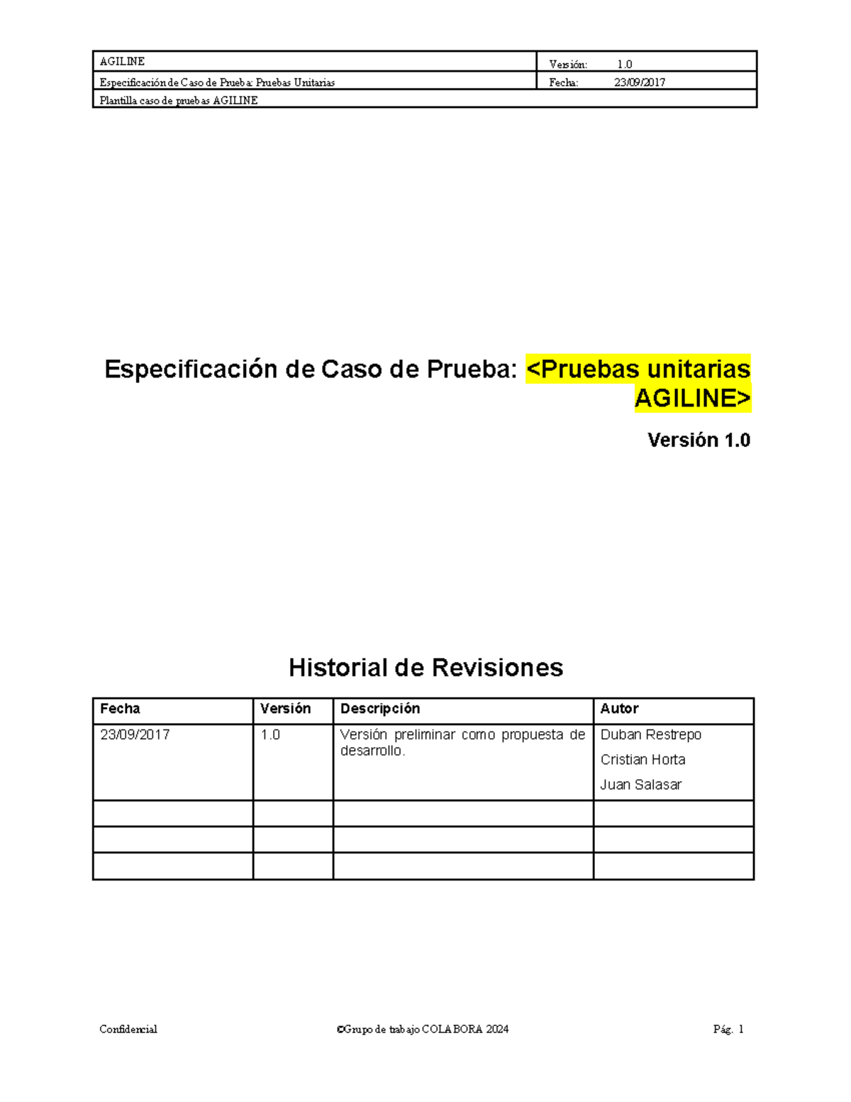 Plantilla caso pruebas Agiline - Especificación de Caso de Prueba: Pruebas Unitarias Fecha: 23 ...