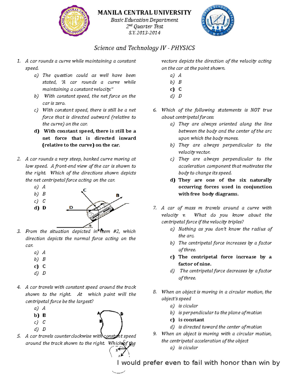 2ND Quarter EAM - exam 2nd - Basic Education Department 2 nd Quarter ...