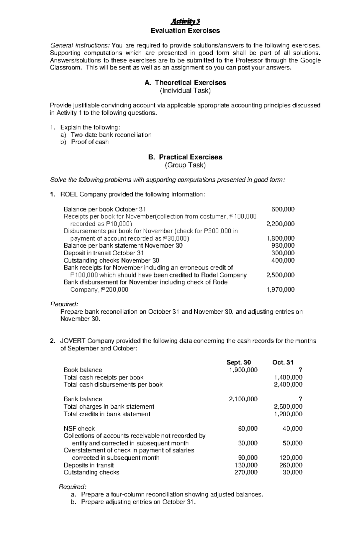 LM1, Lesson 3, Evaluation Activities - Activity 3 Evaluation Exercises ...