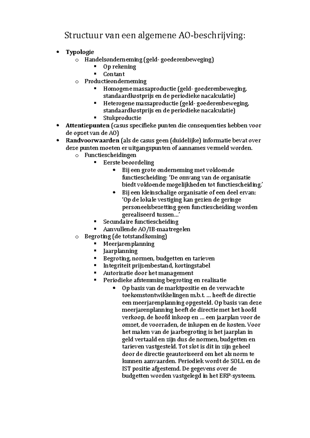 Administratieve organisatie samenvatting - Structuur van een algemene ...