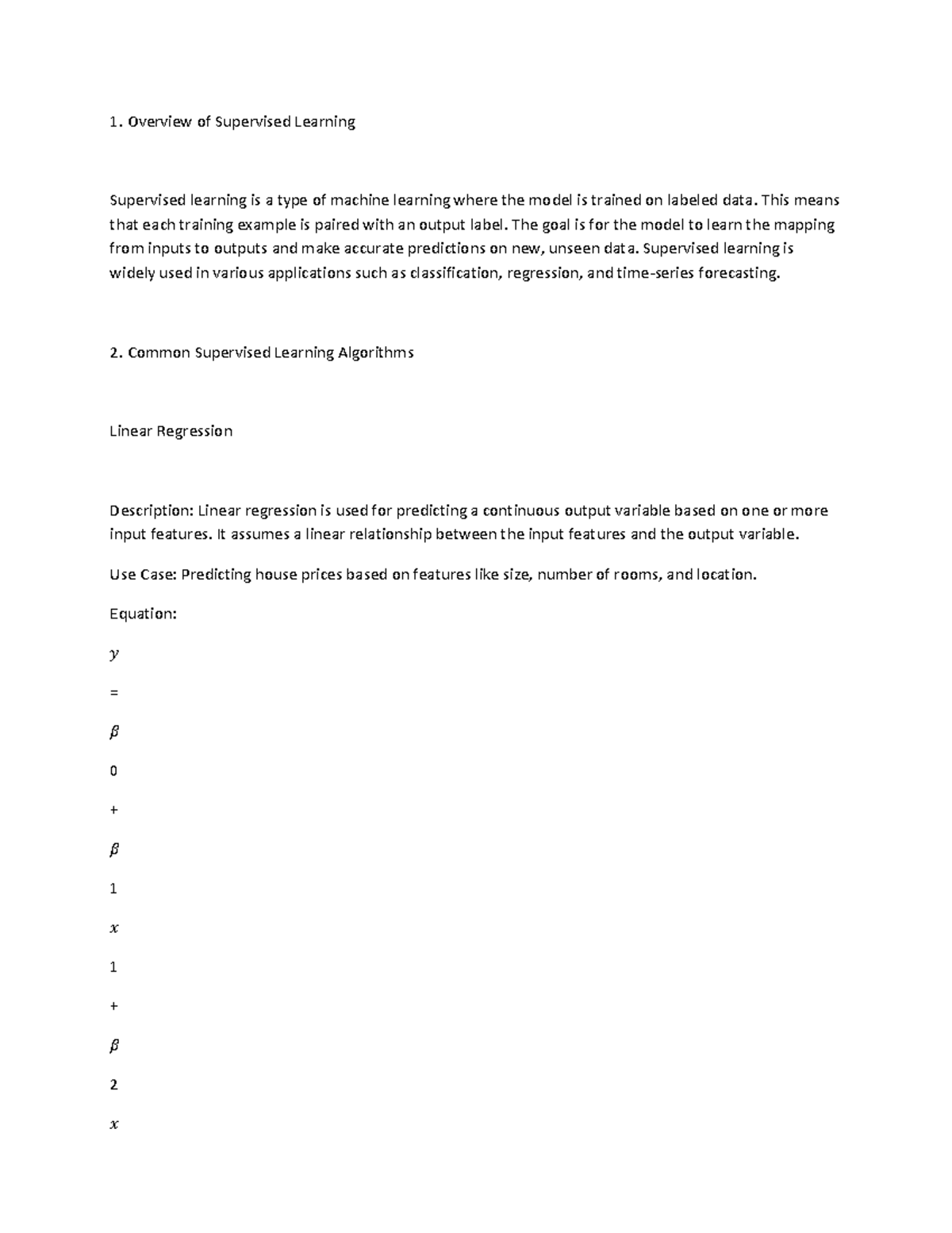 Supervised Learning Algorithms Overview Of Supervised Learning Supervised Learning Is A Type