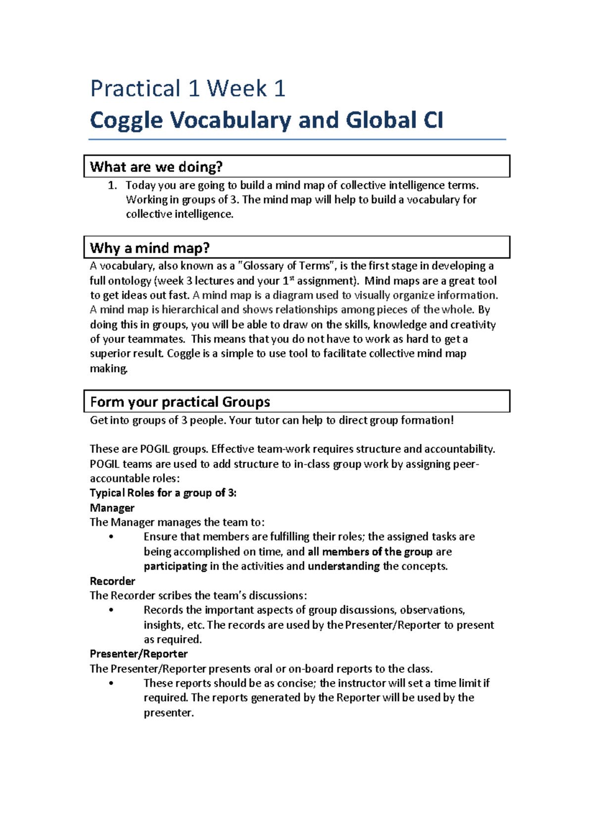 Week1 Practical Coggle CI task - Practical 1 Week 1 Coggle Vocabulary ...