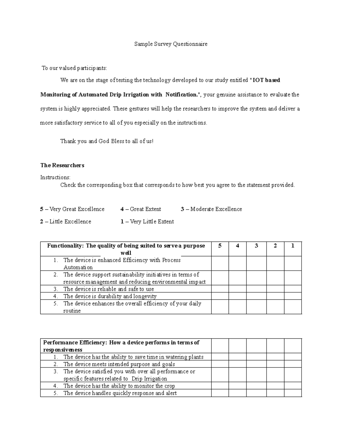 Survey-Questionnaire-1 - Sample Survey Questionnaire To our valued ...