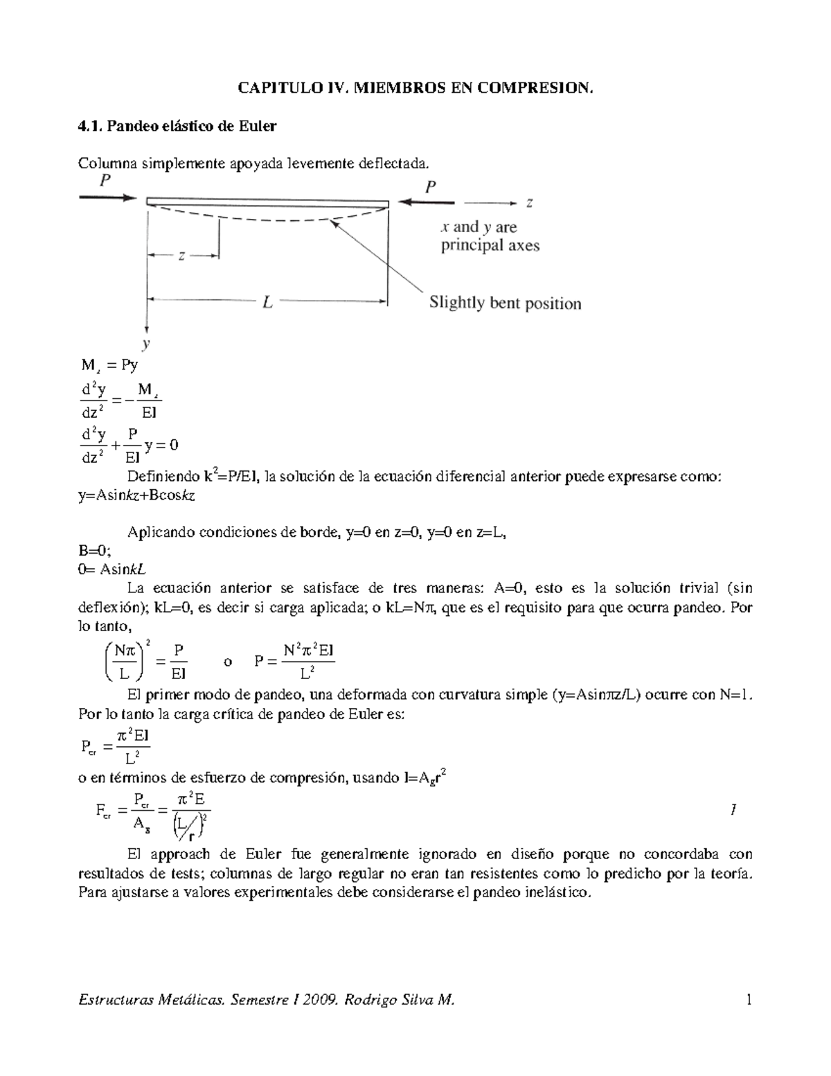 Compresion axial para elementos reticulados - CAPITULO IV. MIEMBROS EN ...