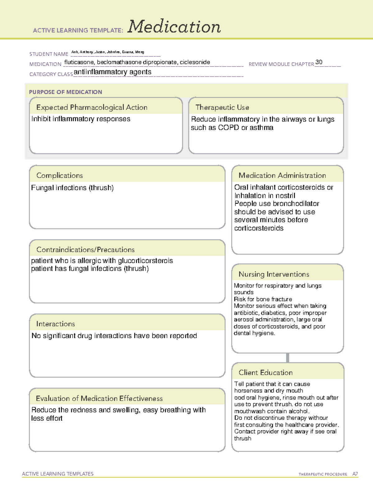 Ahn Active Learning Template medication antiinflammatory - ACTIVE ...
