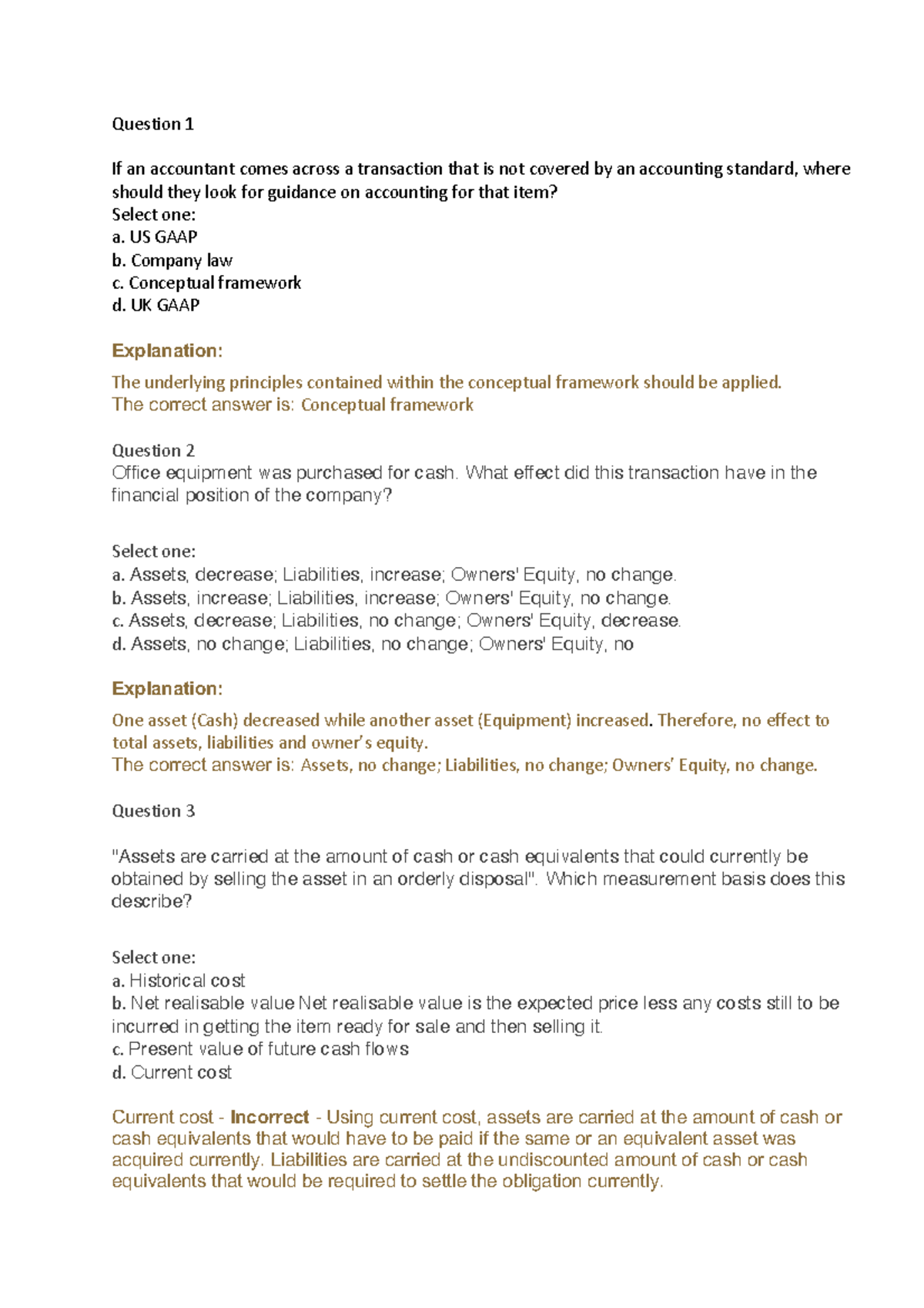 FAR Test 1 - Practice material for FAR - Question 1 If an accountant ...