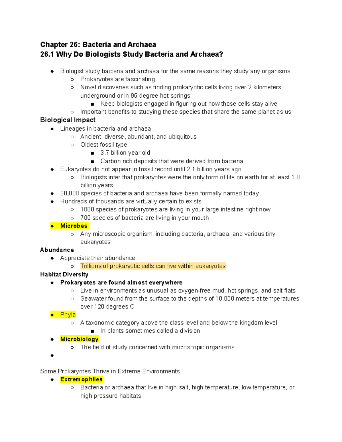 BIOL 113 Chapter 26 Notes - Chapter 26: Bacteria and Archaea 26 Why Do ...