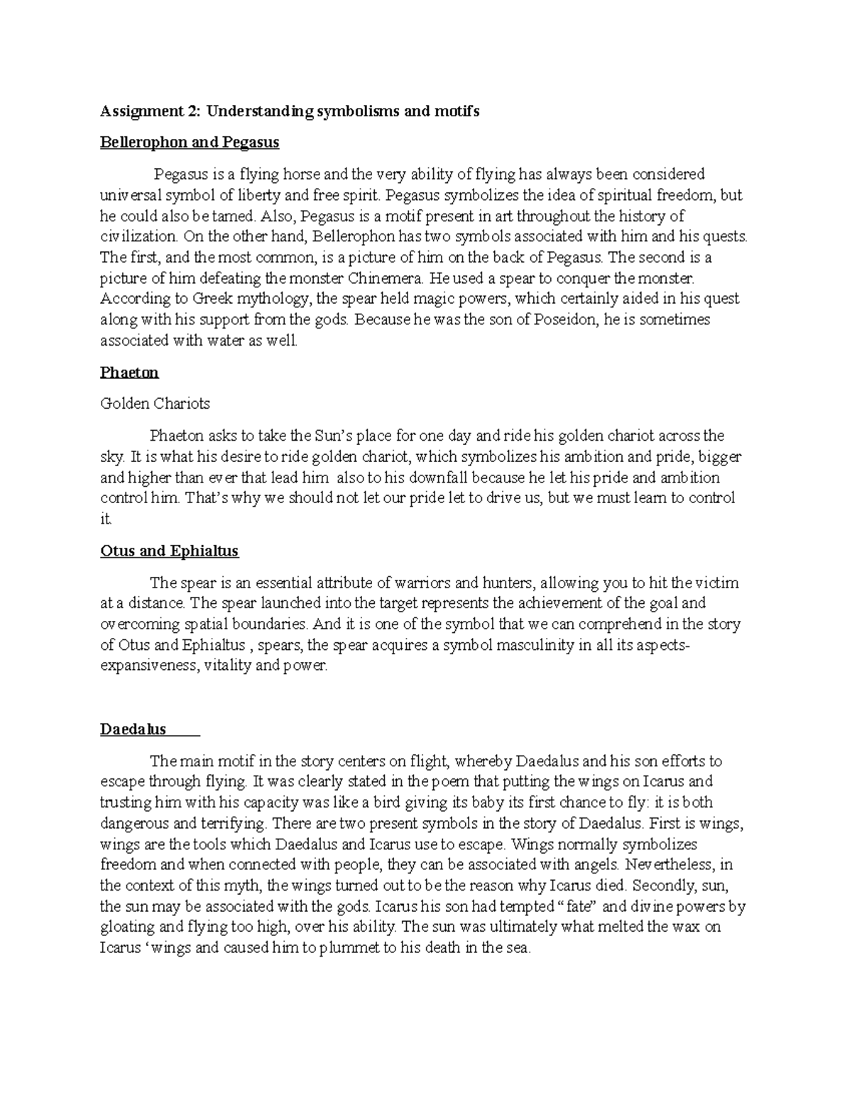 Assignment 2-Understanding symbolisms and motifs - Assignment 2 ...