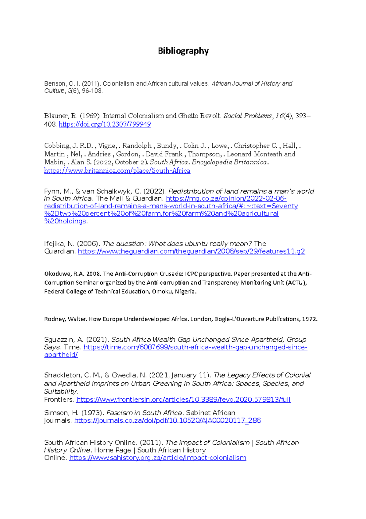 Bibliography - Wishing you all the best with your studies ...