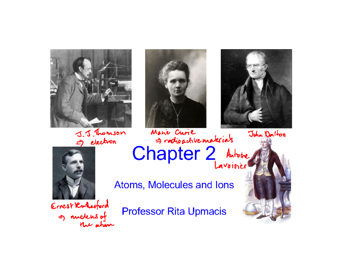 AAA Chapter 2 2023 ARE annotated - Professor Rita Upmacis Atoms, Molecules and Ions Chapter 2 ...