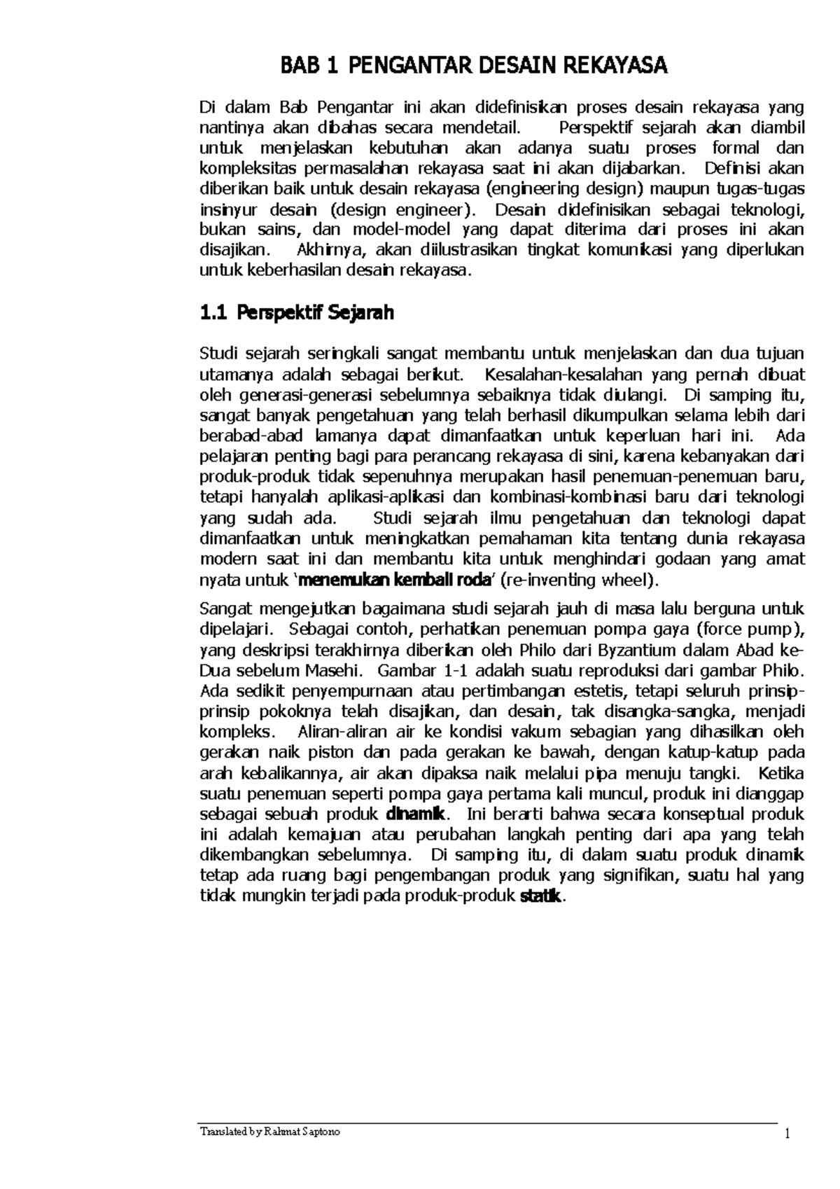 BAB 1 Pengantar Desain Rekayasa - BAB 1 PENGANTAR DESAIN REKAYASA Di dalam Bab Pengantar ini ...