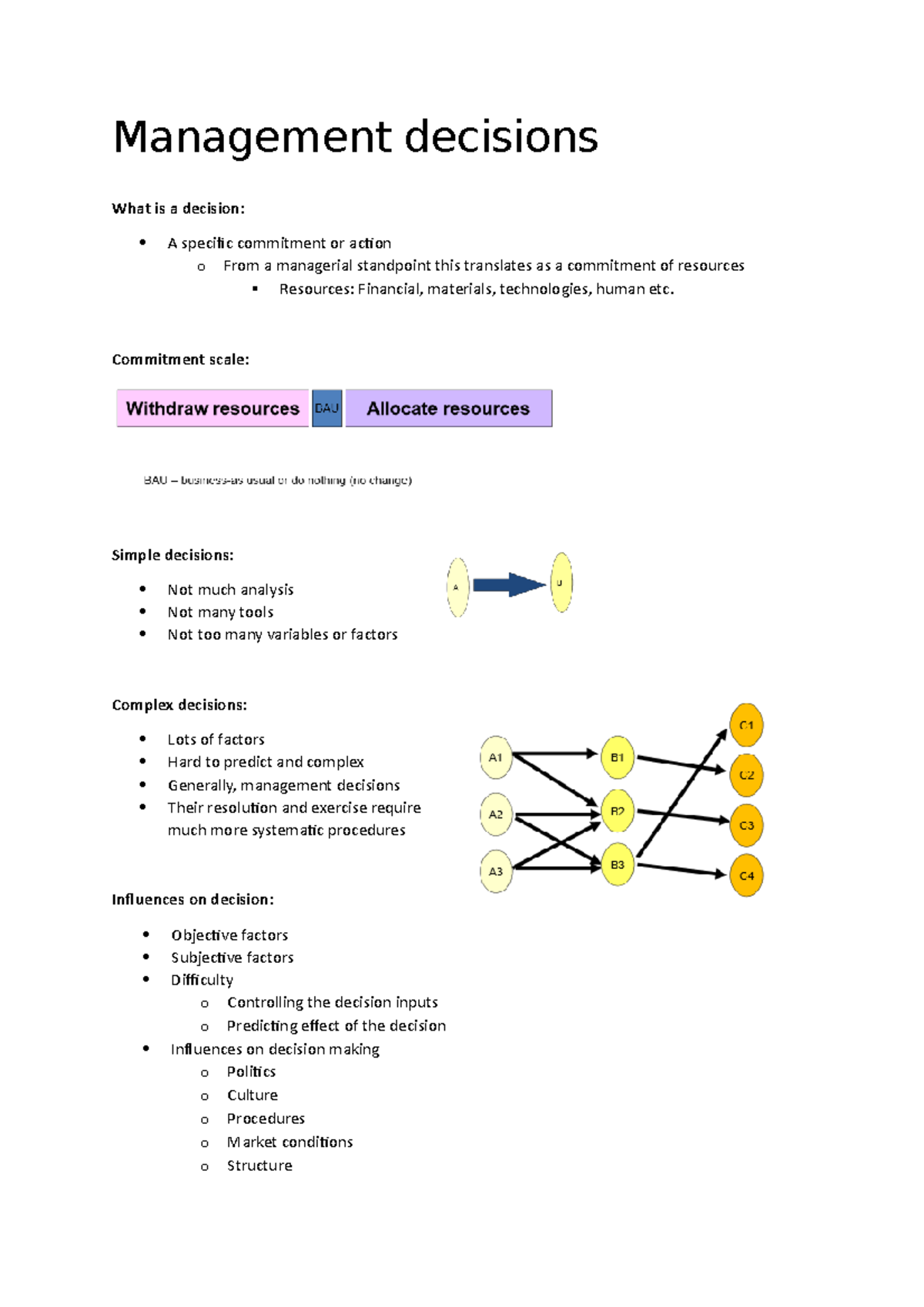 Lecture 5 - Management Decisions - Management decisions What is a ...