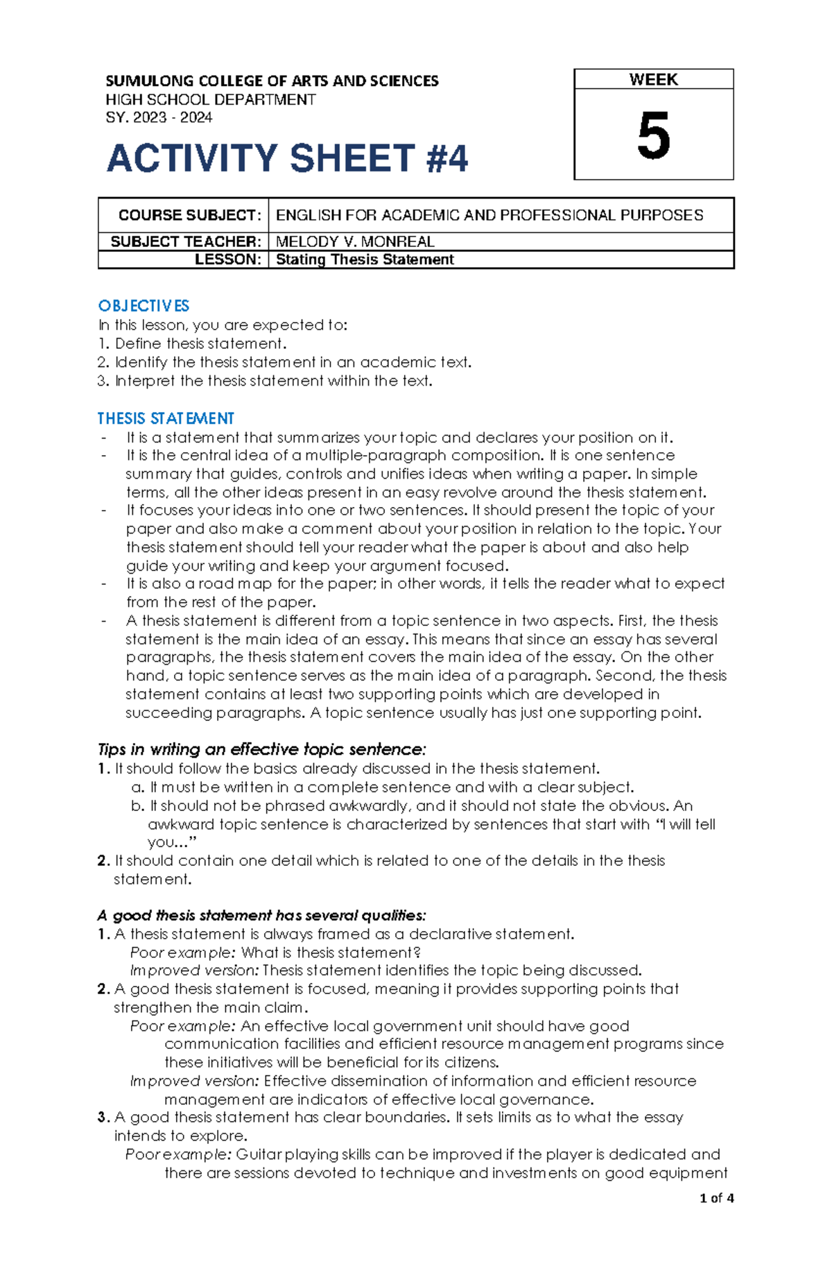 EAPP AS #4 - EAPP - SUMULONG COLLEGE OF ARTS AND SCIENCES HIGH SCHOOL ...