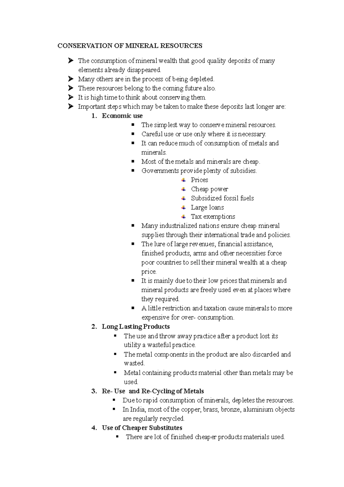 Conser 4 - LECTURE NOTES FOR MINERAL RESOURCES AND ENVIRONMENT ...