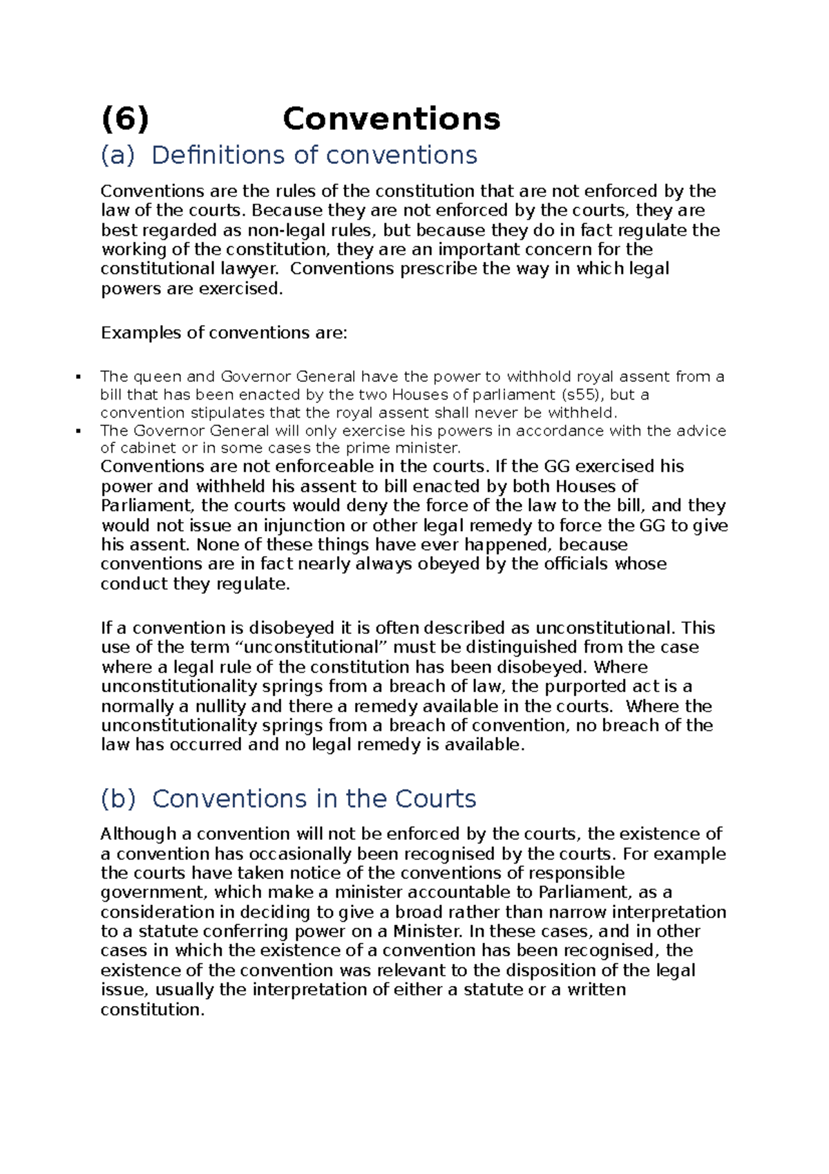Consti 2 - (6) Conventions (a) Definitions of conventions Conventions ...