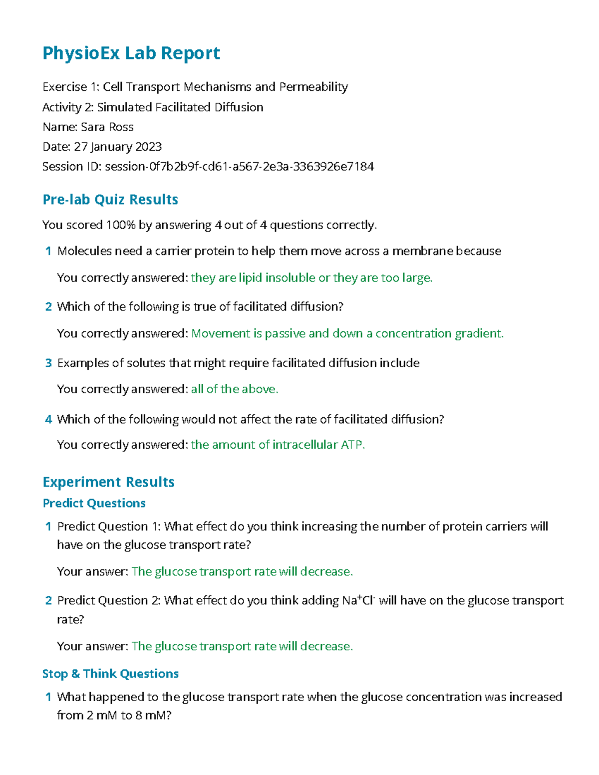 Physio Ex Exercise 1 Activity 2 - PhysioEx Lab Report Exercise 1: Cell ...
