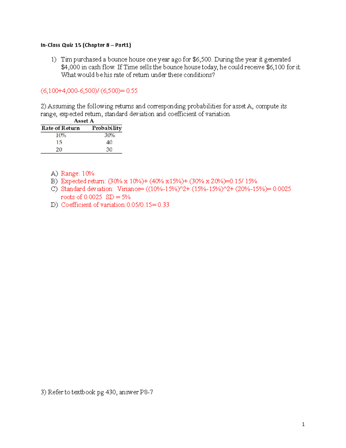 Quiz 15 Ch8part1-3- homework - Business Finance - UAEU - Studocu