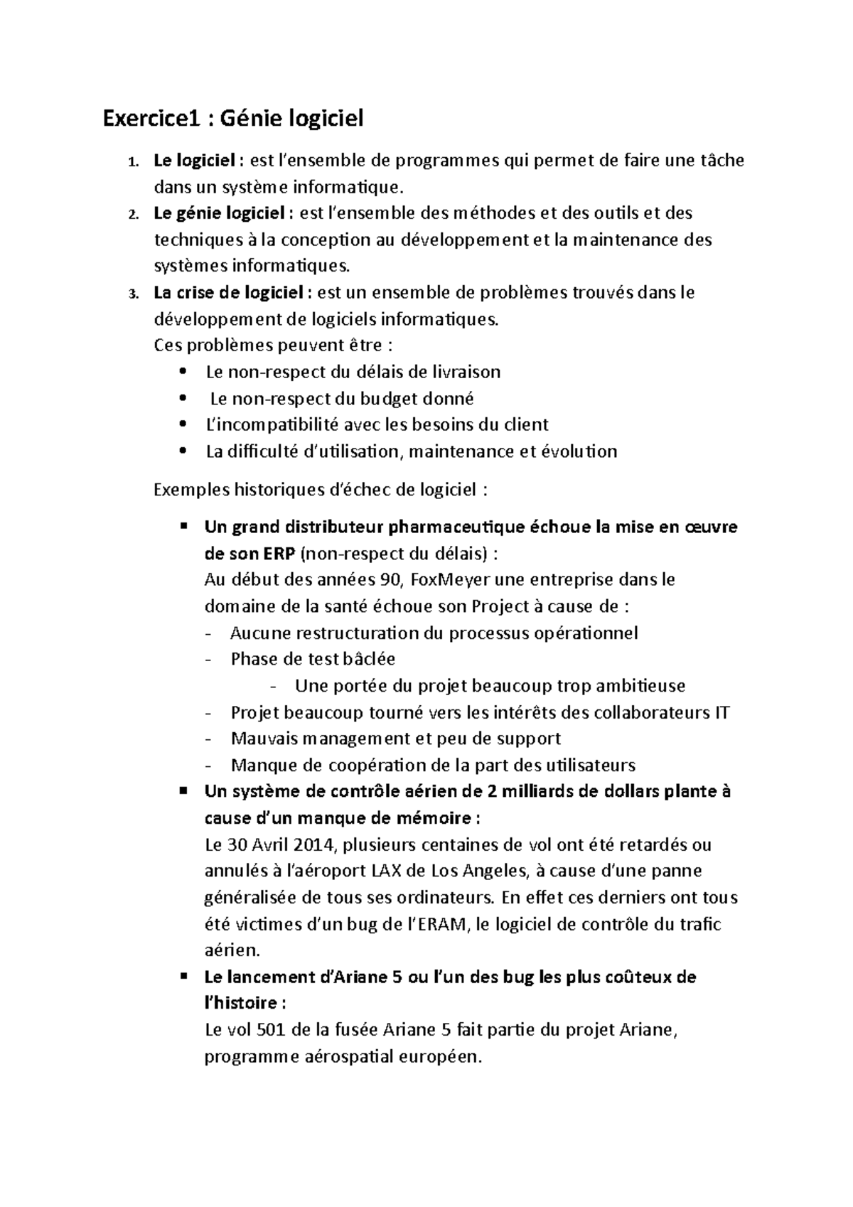 Compte rendu conception Tasnim Chiba - Exercice1 : Génie logiciel 1. Le logiciel : est l ...