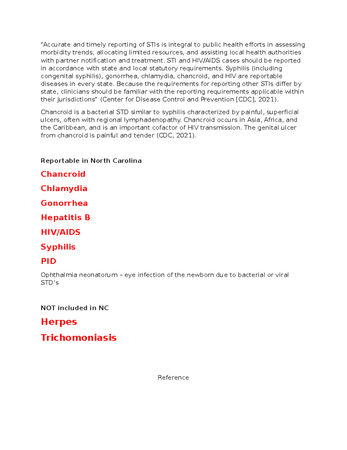 Reportable STDs - MATERNITY - “Accurate and timely reporting of STIs is ...
