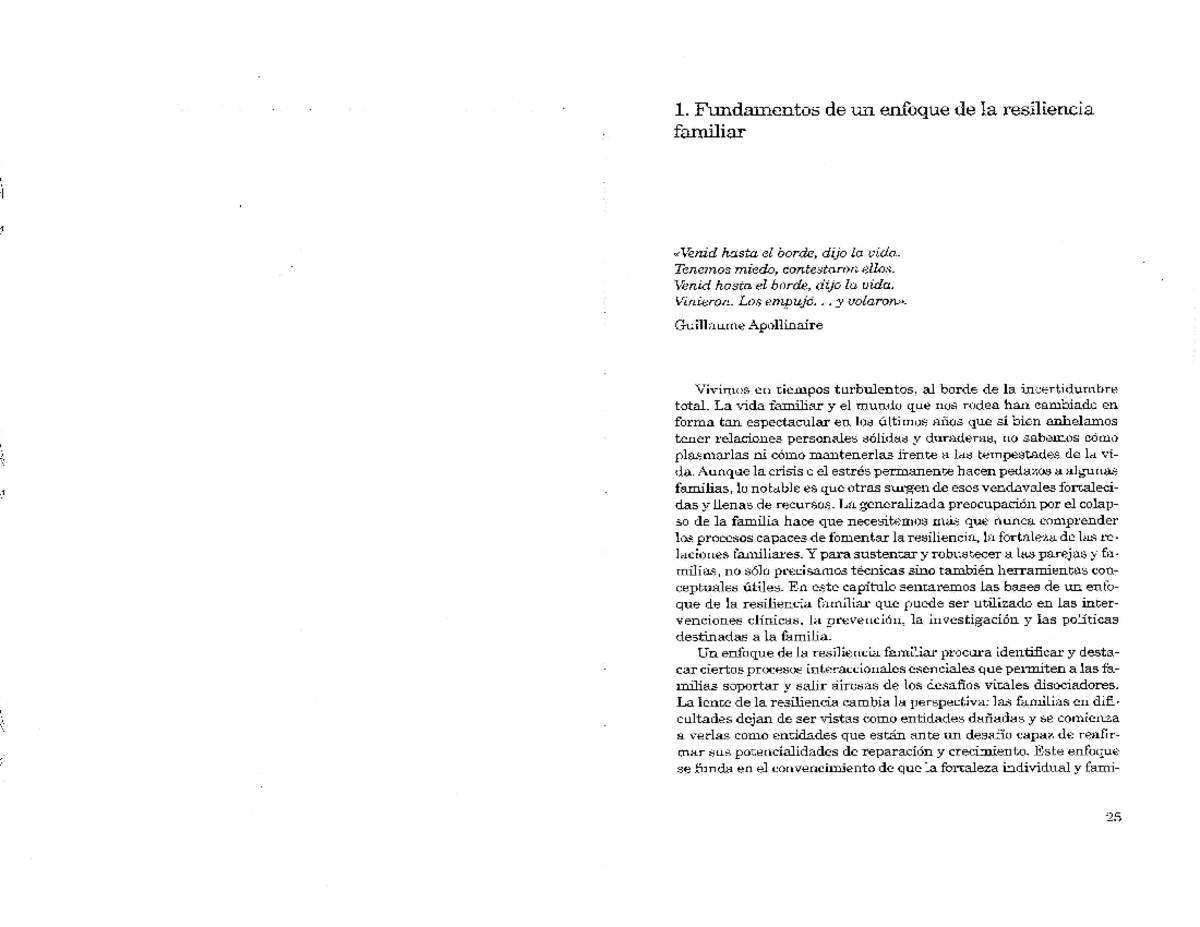 P - Walsh - Resiliencia Familiar - Cap. 1 - Evaluación de los Vínculos Interpersonales - Studocu