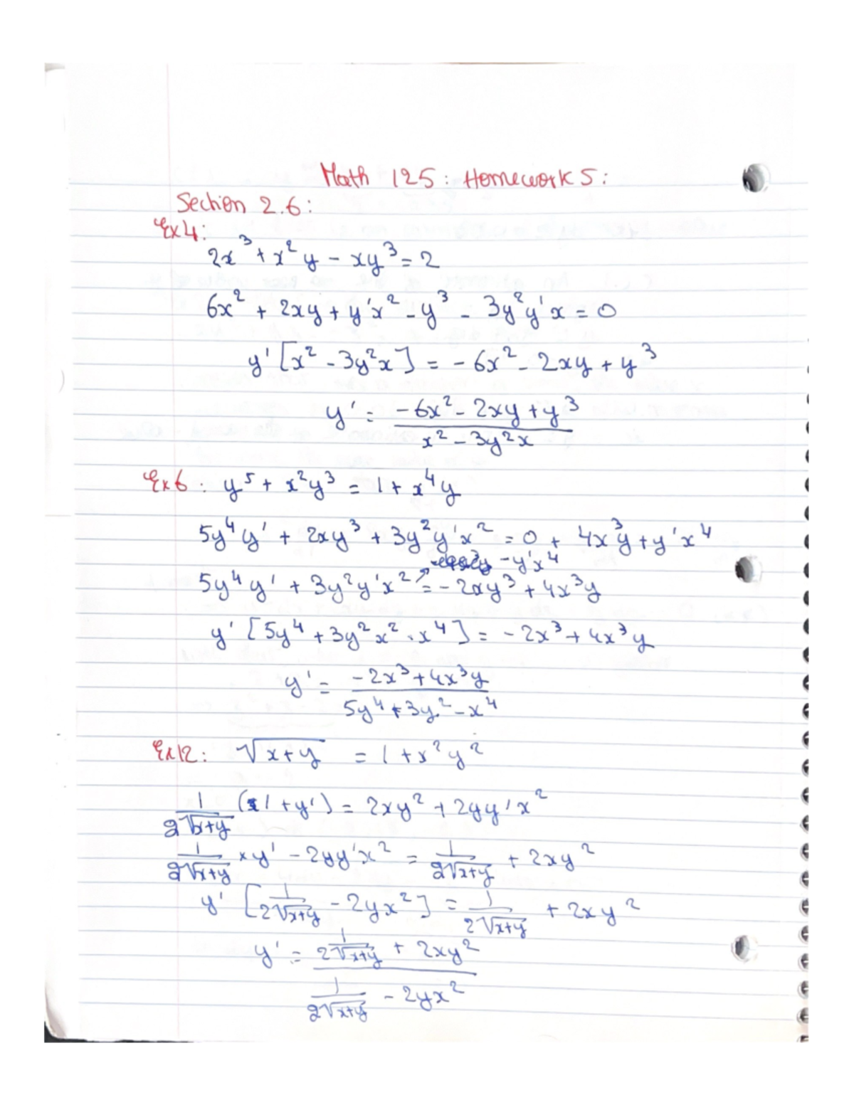 Math Homewrok 5 - Some homework to prepare for an exam - Math 125 ...