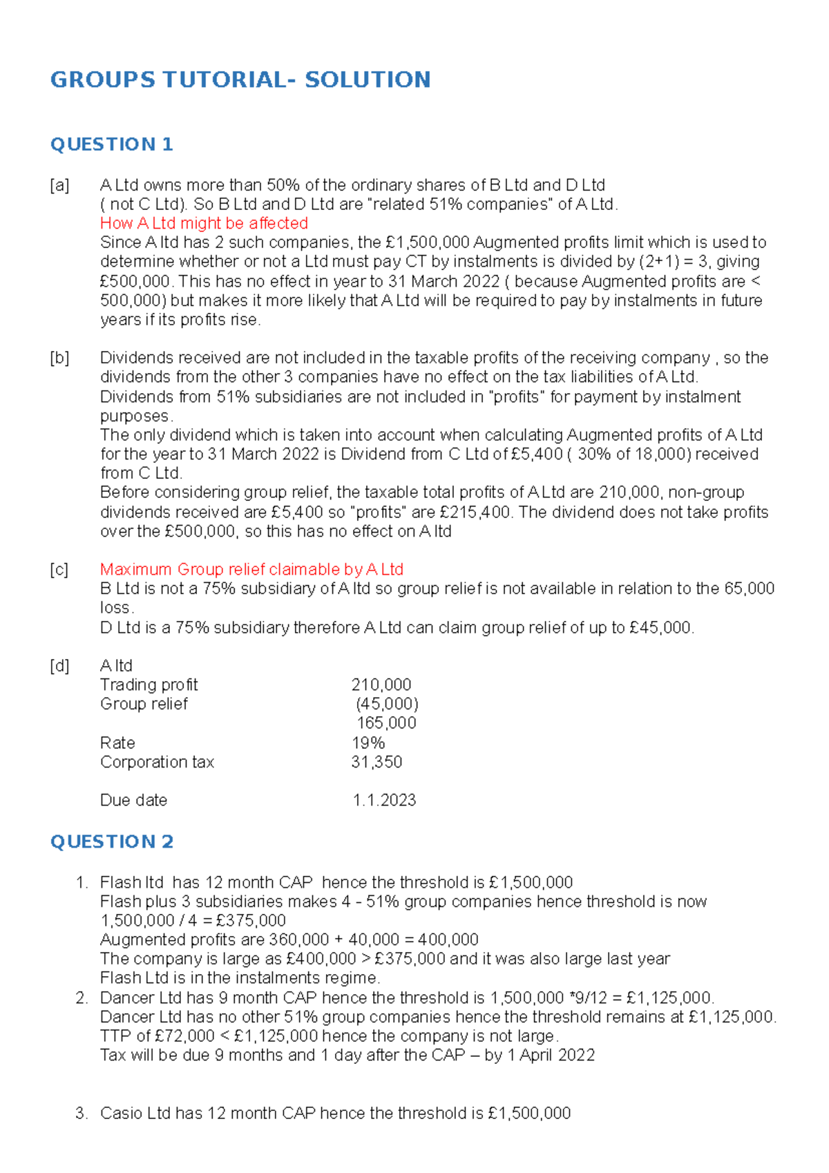 Groups Tutorial.2022 solution (1) (2) - GROUPS TUTORIAL- SOLUTION ...