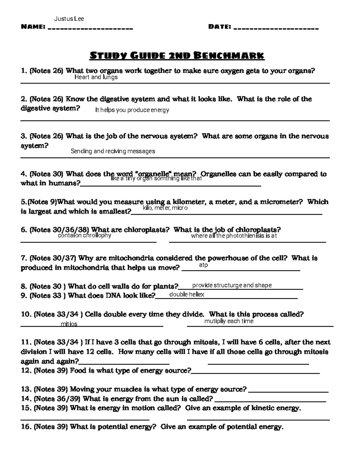 Kami Export - Justus LEE - Copy of Cells Unit Study Guide - Name: _____________________ Date ...