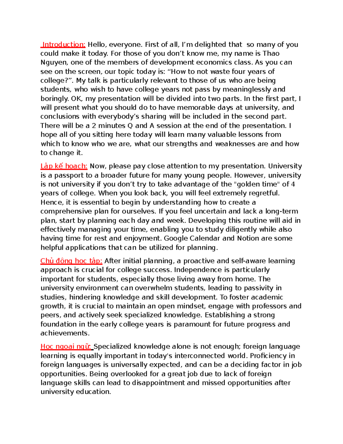 Tiếng anh thuyết trình giữa kì - Introduction: Hello, everyone. First ...