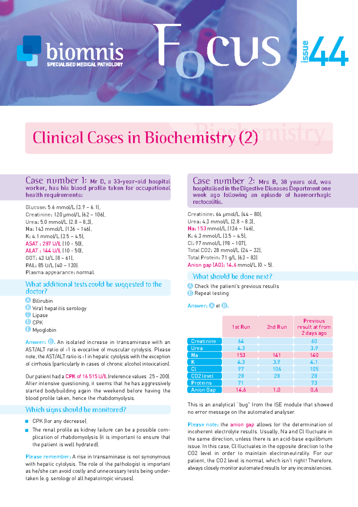 44 Focus Clinical cases in Biochemistry 2 UK - Clinical Cases in ...