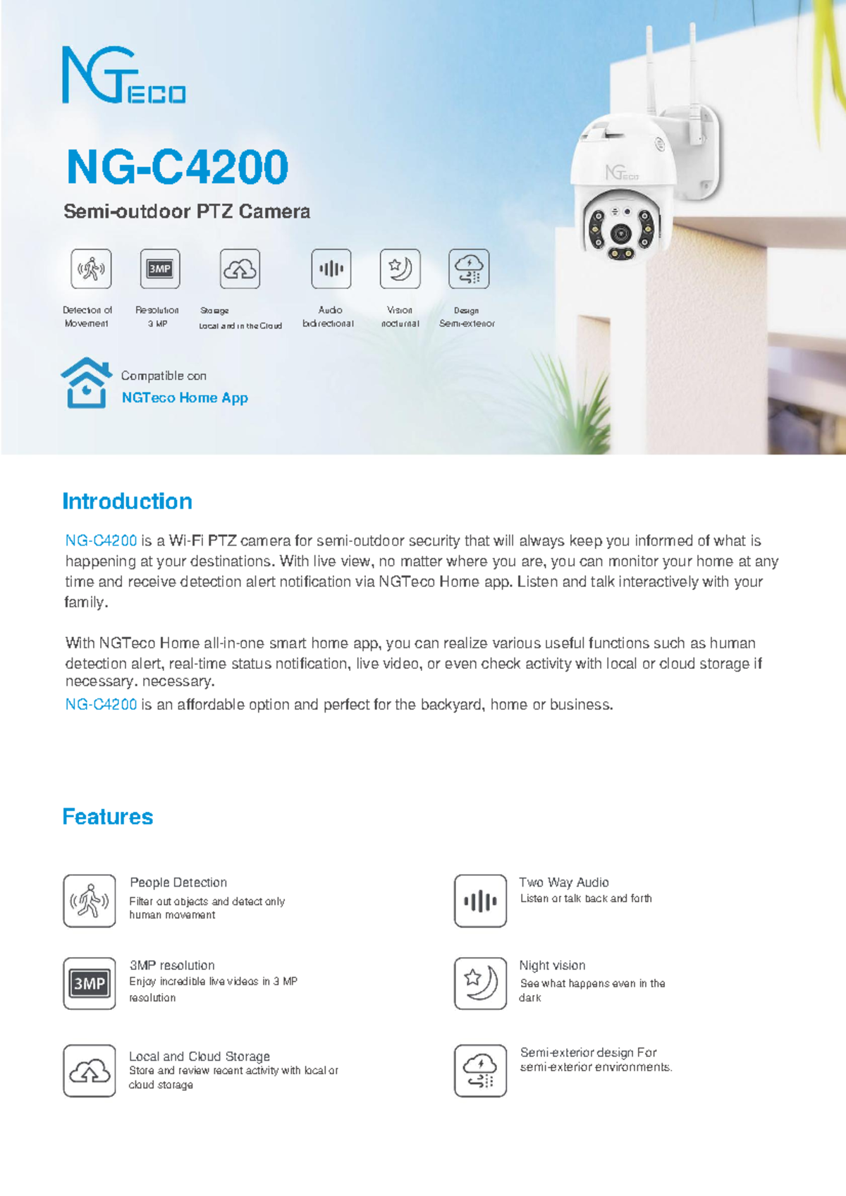 ZKTeco NG C4200 Cámara IP Wi Fi 1080P Lente 3 - Features Introduction ...