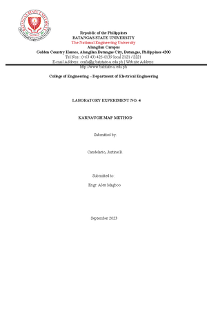 Expt. No.2 Candelario, Justine B - Republic of the Philippines BATANGAS ...