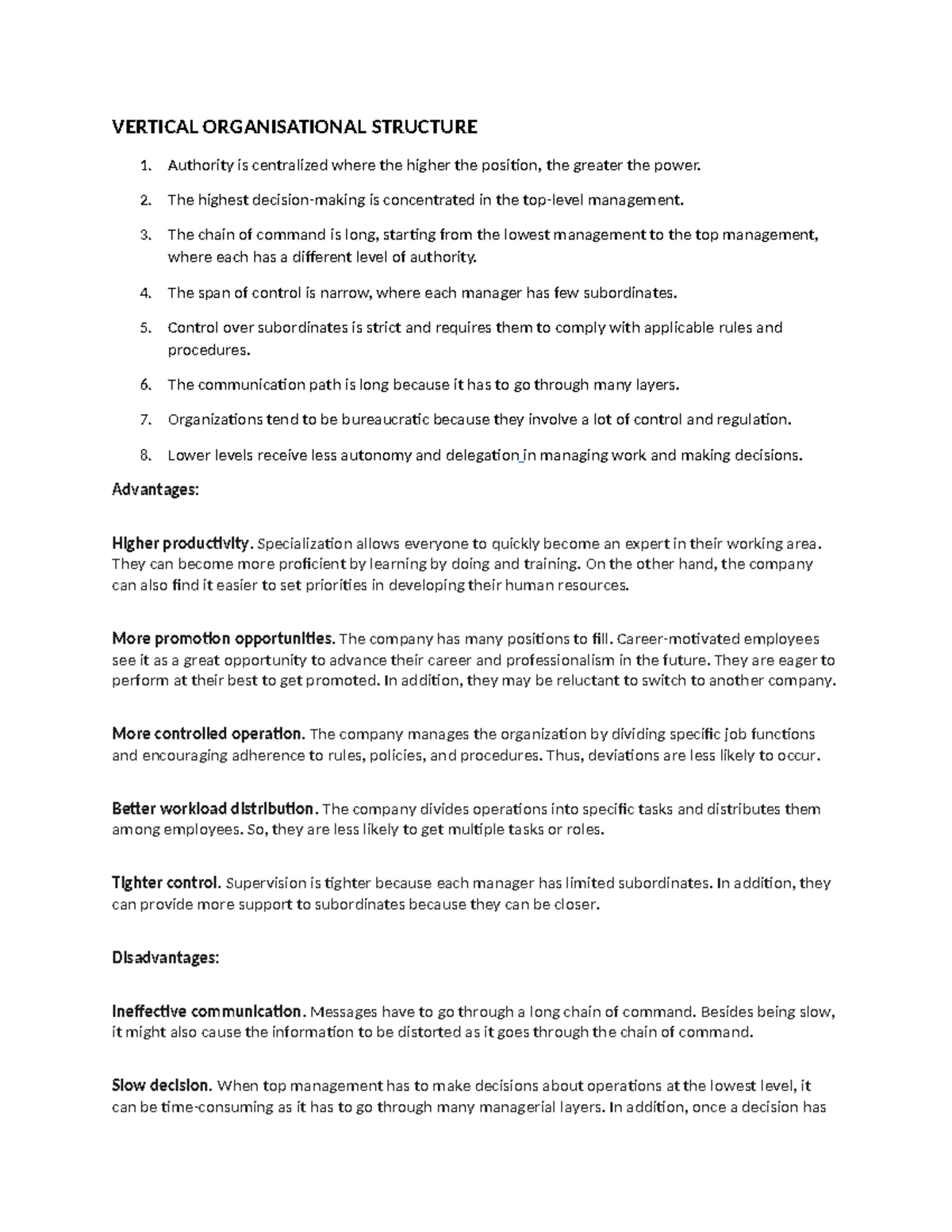 Vertical Organisational Structure - VERTICAL ORGANISATIONAL STRUCTURE ...