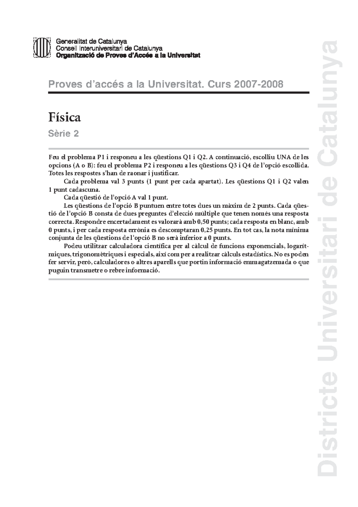Examens PAU catalunya - Districte Universitari de Catalunya Proves ...