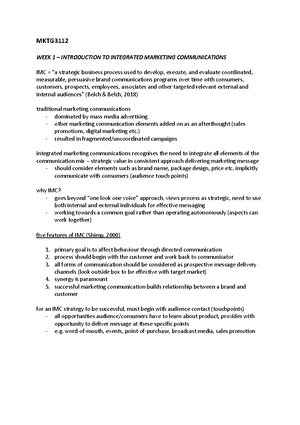 WEEK 3 Tutorial - MKTG3112: Marketing Communications Week 3 Tutorial Tutorial Learning Outcomes ...