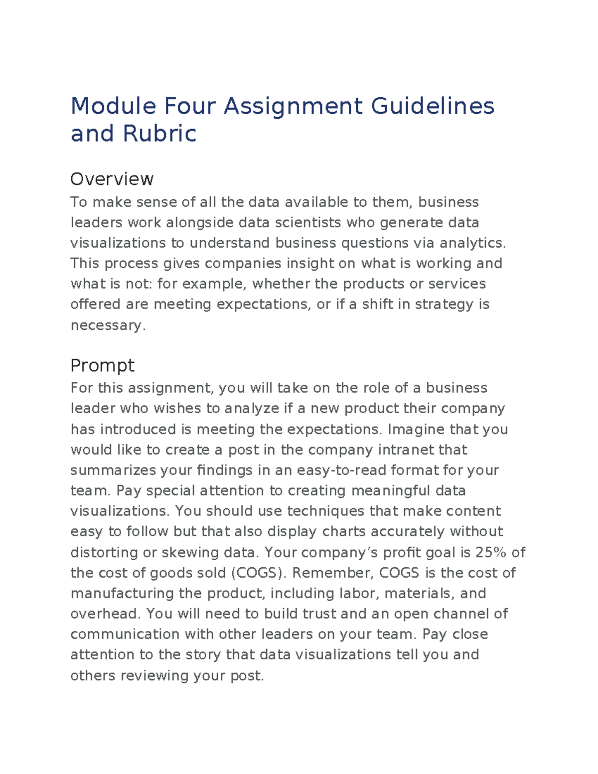 Mod 4 crit - Module Four Assignment Guidelines and Rubric Overview To ...