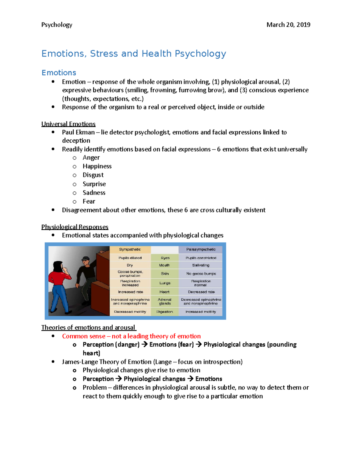 Emotions, Stress and Health Psychology - Emotions, Stress and Health ...