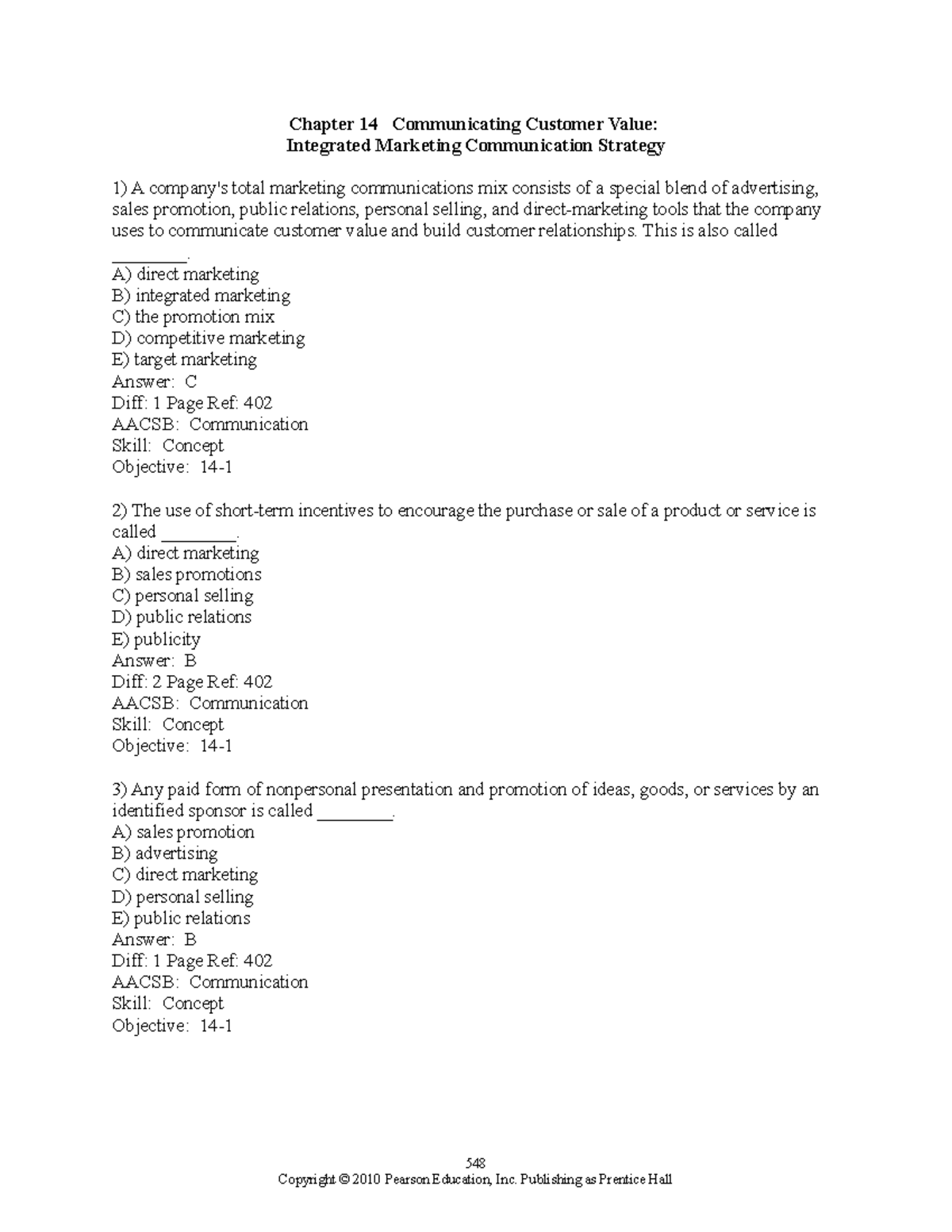 Exam 2019, questions and answers - Chapter 14 Communicating Customer Value: Integrated Marketing ...
