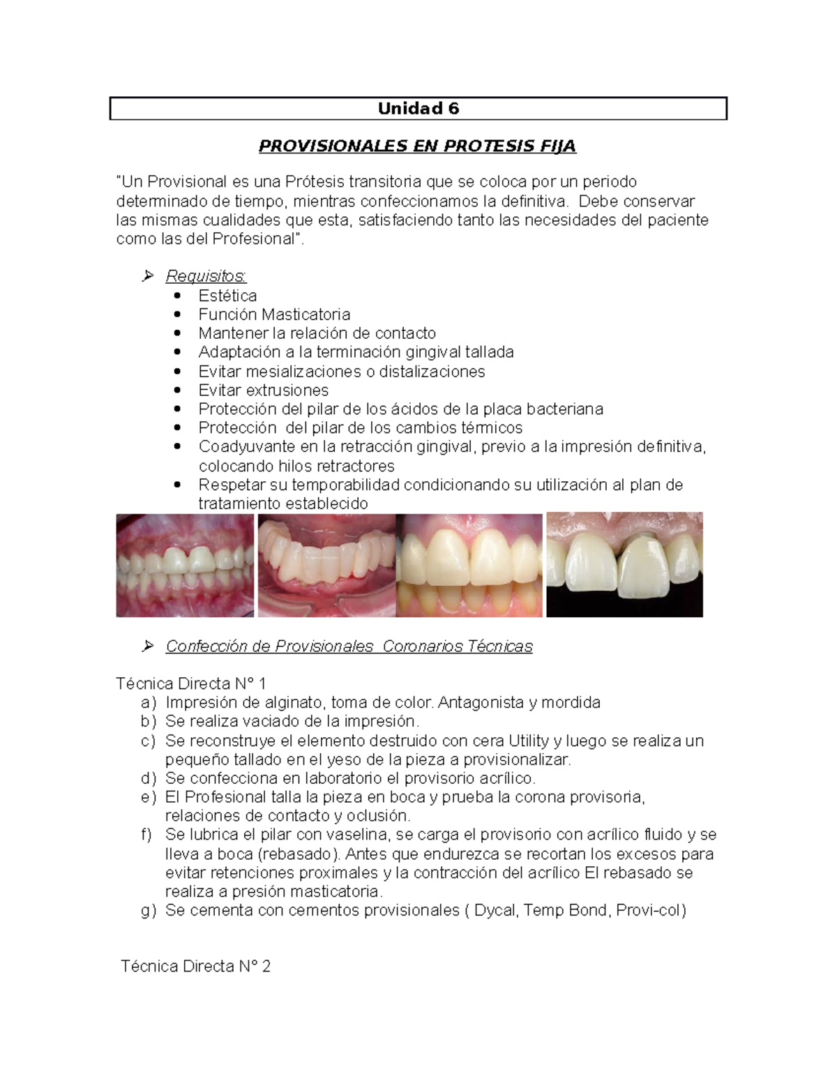 Unidad 6 provisionales - Unidad 6 PROVISIONALES EN PROTESIS FIJA “Un ...
