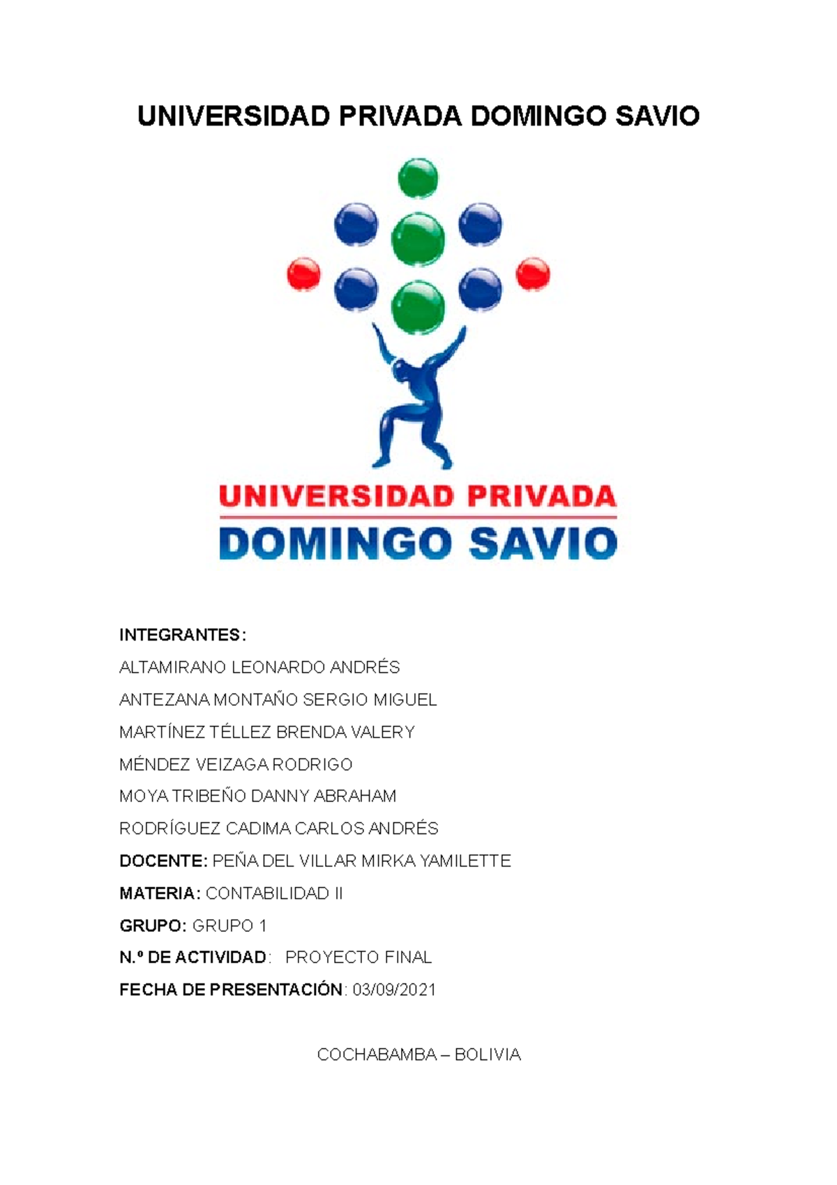 Proyecto Final Conta 2 - Nota: 7 - Contabilidad 2 - Studocu