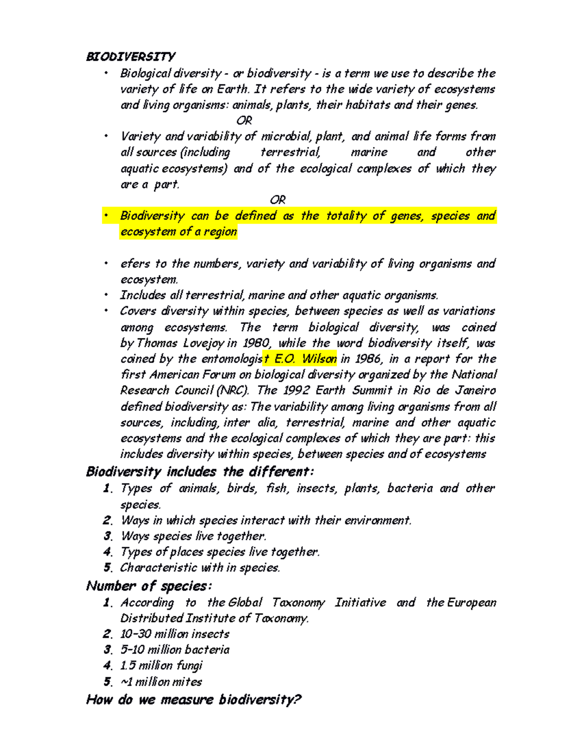 Chapter 4 - BIODIVERSITY Biological diversity - or biodiversity - is a ...