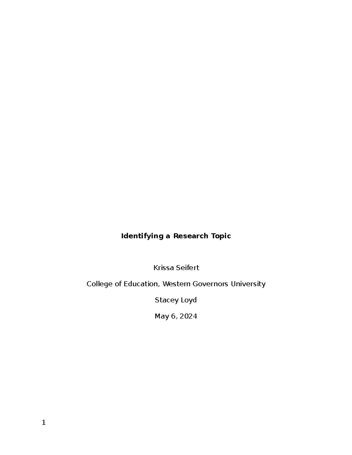 Revision -Identifying a Research Topic - Identifying a Research Topic ...