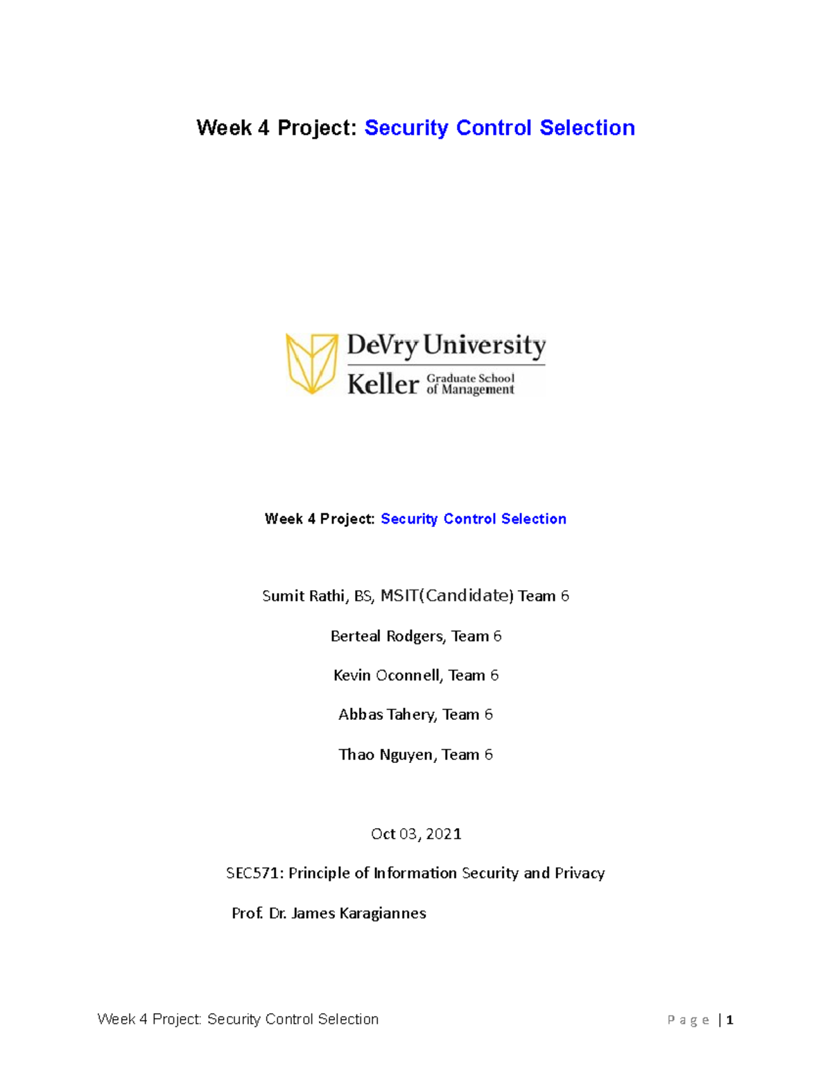 Course Project - Security Control Selection - Week 4 Project: Security ...
